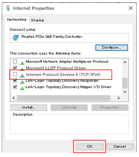 Unable to obtain machine information due to IPv6 settings. – Roland DG Care