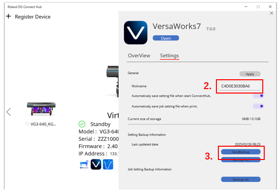 VersaWorks Backup – Roland DG Care