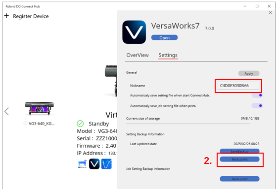 VersaWorks Backup – Roland DG Care