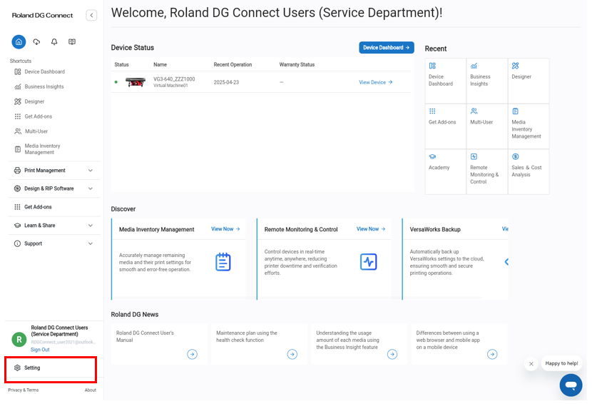 How to register your dealer on Roland DG Connect – Roland DG Care
