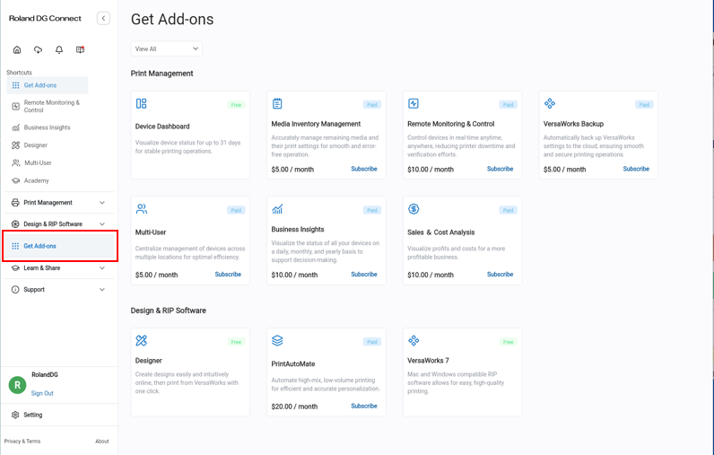 How to purchase a subscription – Roland DG Care